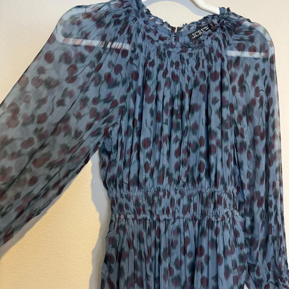 J. Crew | Dresses | J Crew Crinkle Chiffon Sheer Longsleeve Dress In ...